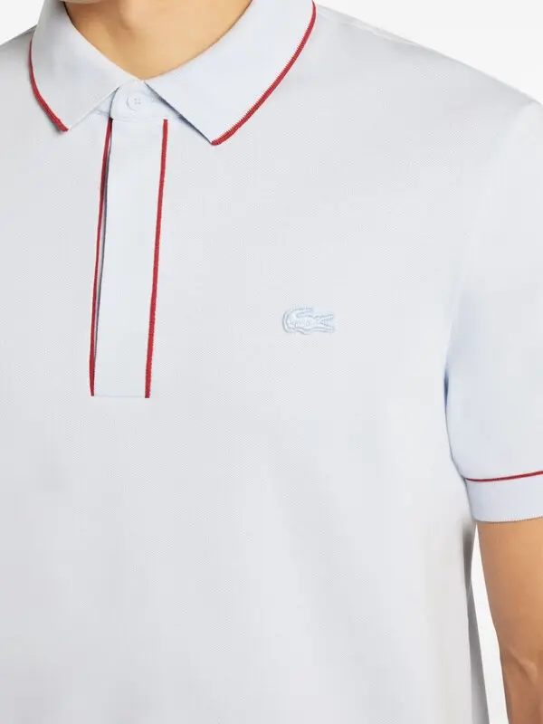 Lacoste Logo-embroidered Contrast-trim Polo Shirt - Blue
