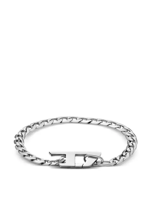 DIESEL Logo-plaque Chain Bracelet - Silver
