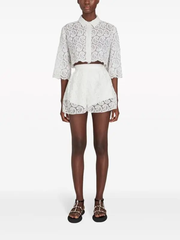 Giambattista Valli Paisley Macramé High-waisted Shorts