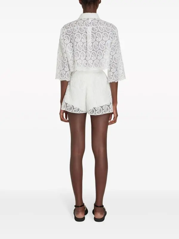 Giambattista Valli Paisley Macramé High-waisted Shorts