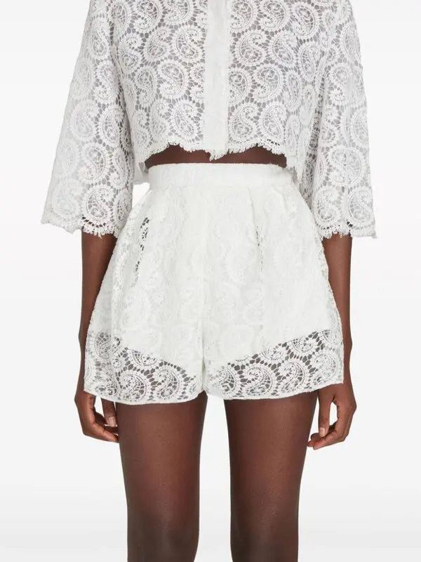 Giambattista Valli Paisley Macramé High-waisted Shorts