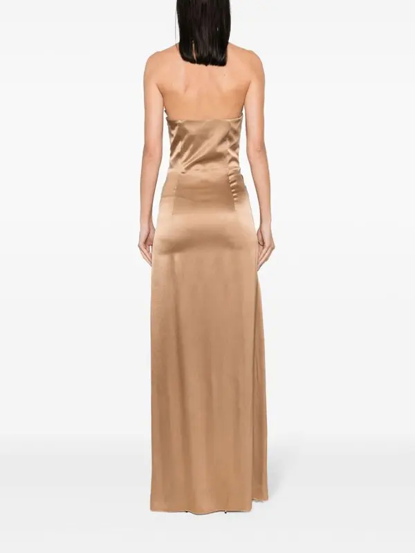 Alberta Ferretti Pleated Halterneck Gown