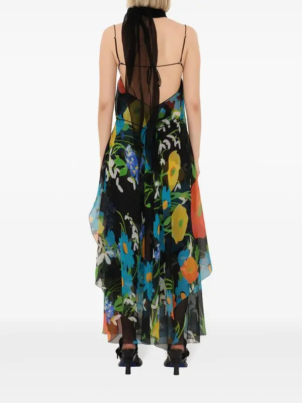 Burberry Poppy Garden Halterneck Dress - Blue