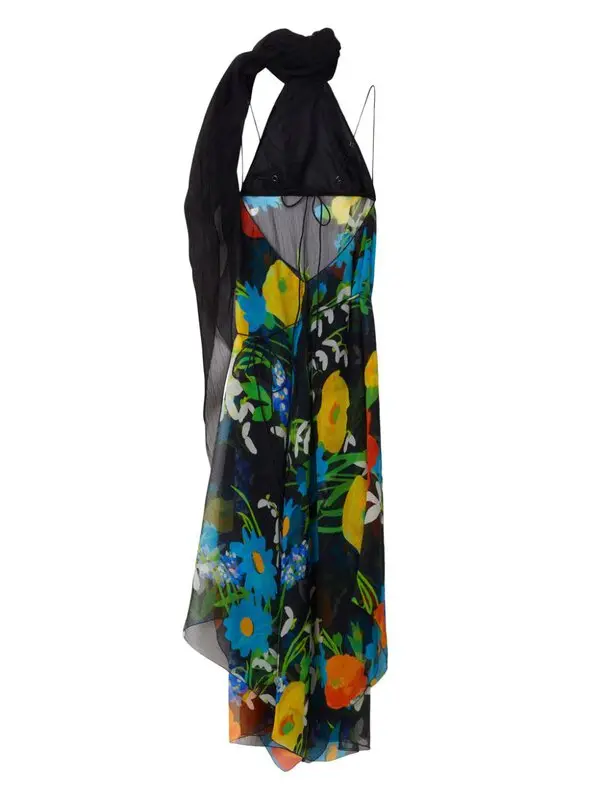 Burberry Poppy Garden Halterneck Dress - Blue