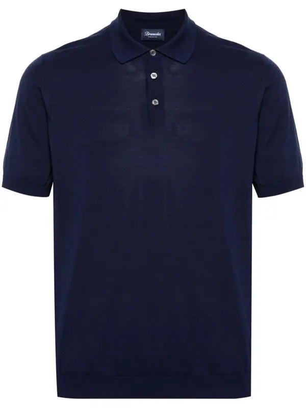 DRUMOHR Fine-knit Polo Shirt - Blue