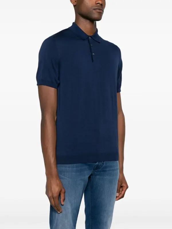 DRUMOHR Fine-knit Polo Shirt - Blue