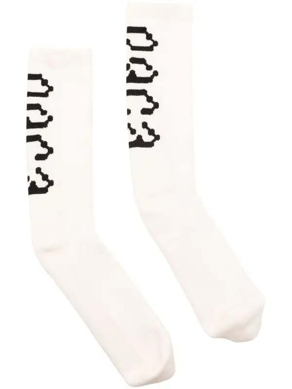 PACE Logo-jacquard Socks - White