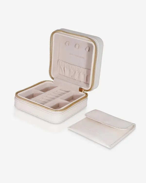 Ring Concierge Mini Leather Jewelry Case - Cream