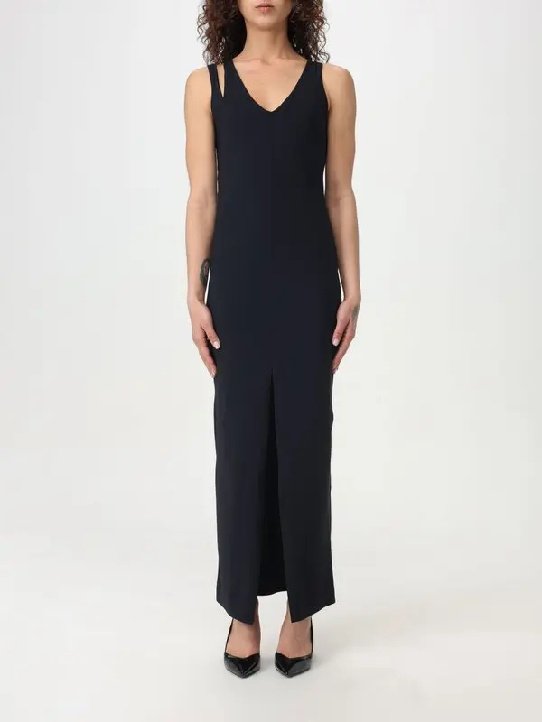 Patrizia Pepe Sleeveless Maxi Dress With V-neck And Slit - Black