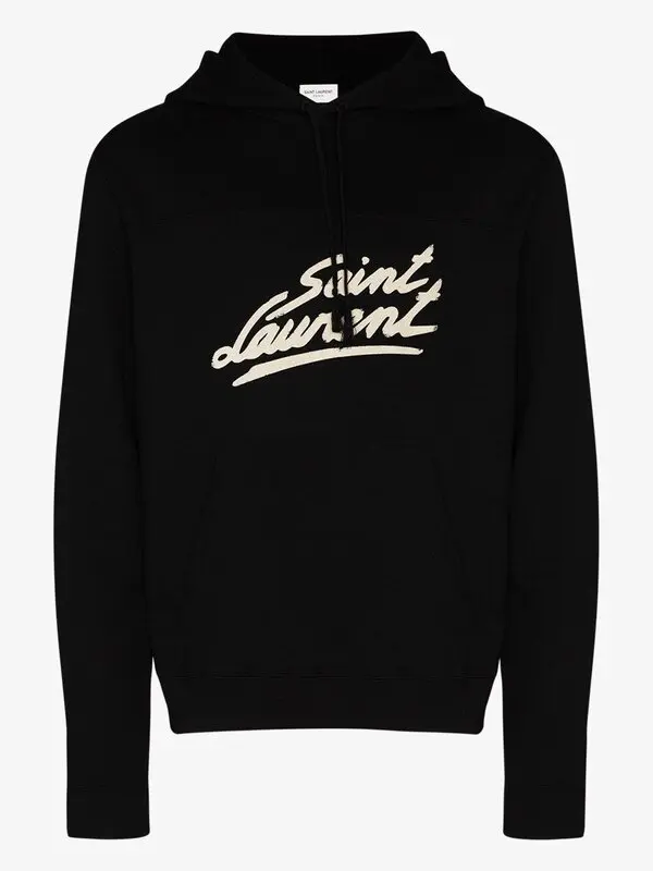 Saint Laurent Signature '50s Logo Hoodie - Black | Editorialist