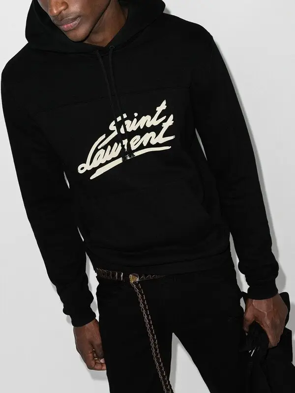 Saint Laurent Signature '50s Logo Hoodie - Black | Editorialist