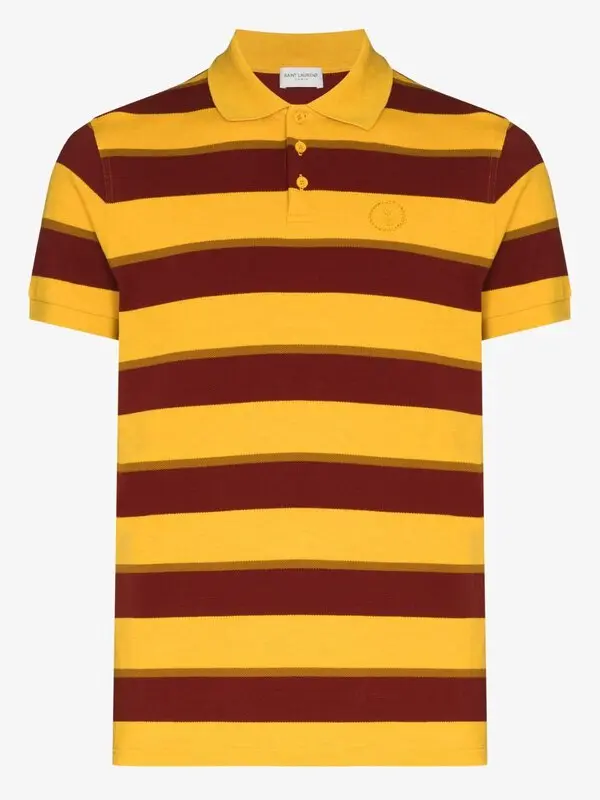 Saint Laurent Striped Cotton Polo Shirt