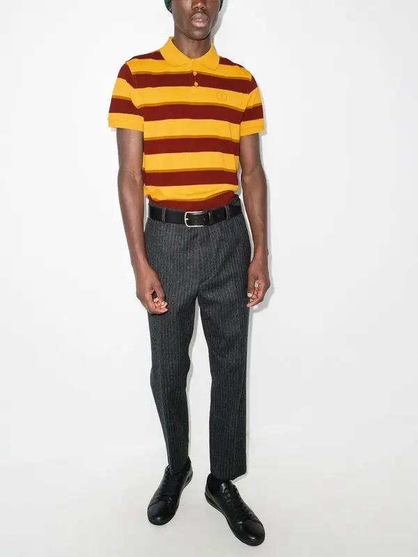Saint Laurent Striped Cotton Polo Shirt