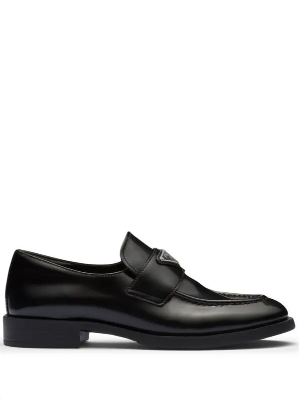 Prada Triangle Logo Leather Loafers