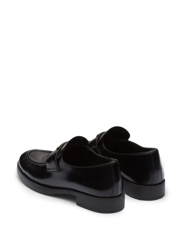 Prada Triangle Logo Leather Loafers