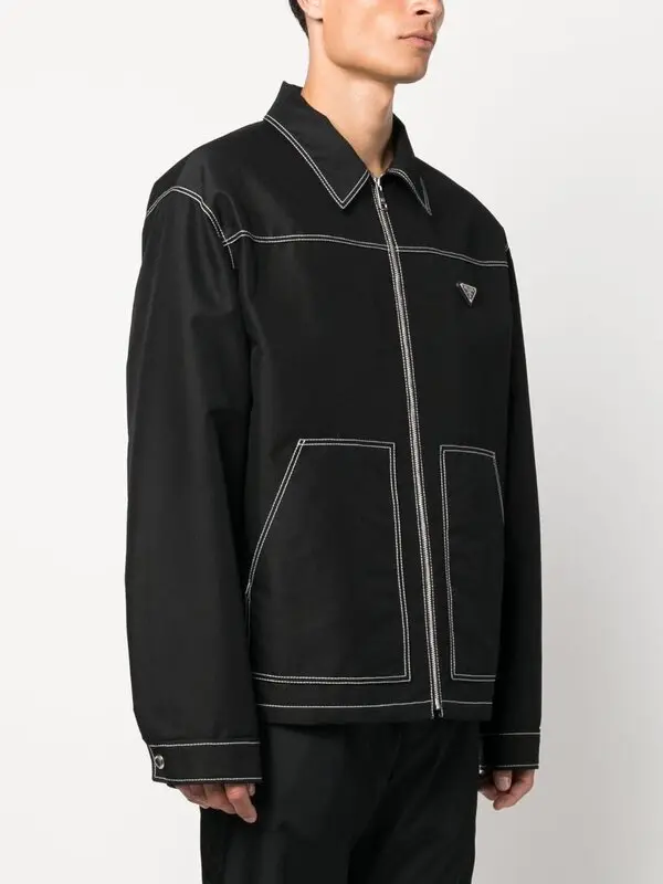 Prada Contrast-Stitch Shirt Jacket - Black | Editorialist