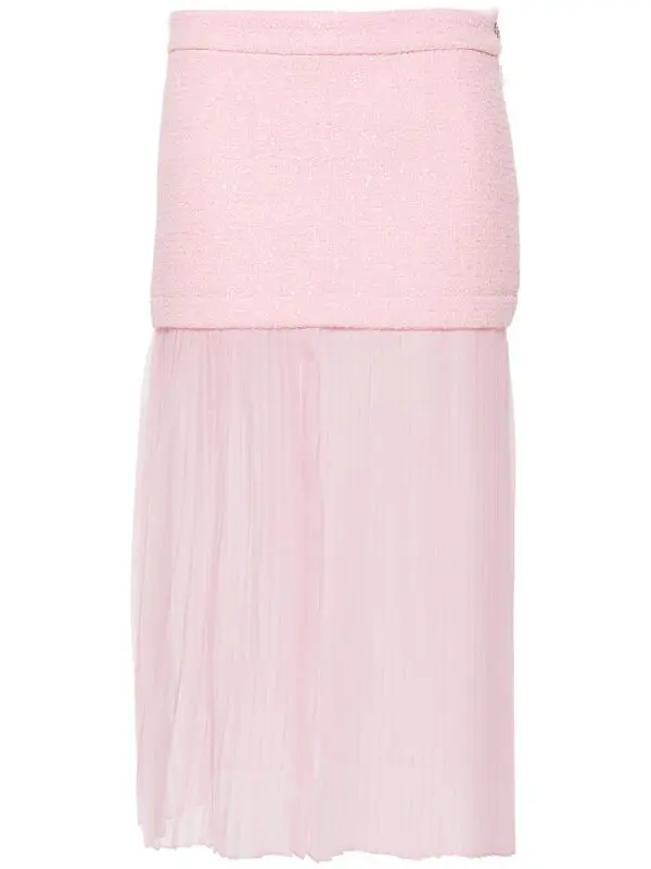 Gucci Layered Silk-tweed Midi Skirt