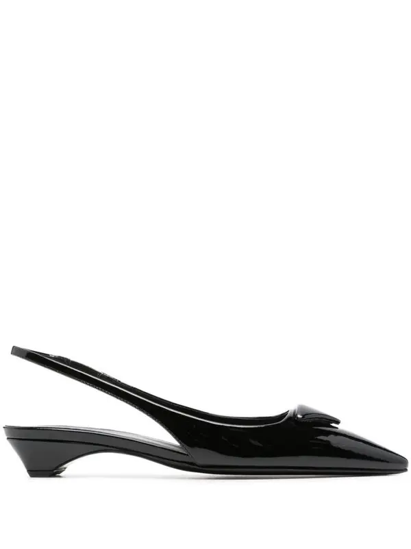 Prada Triangle Logo Leather Pumps