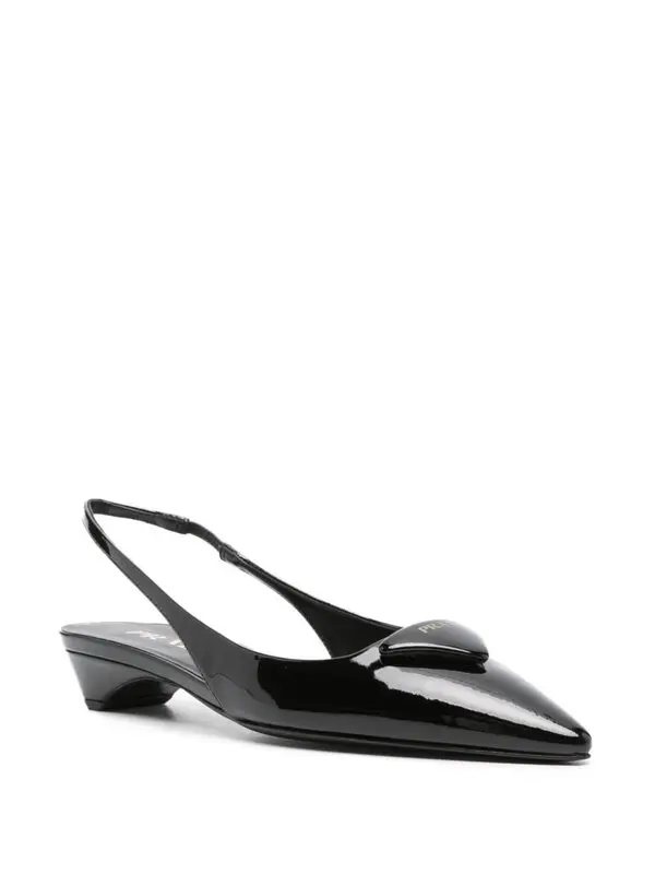 Prada Triangle Logo Leather Pumps