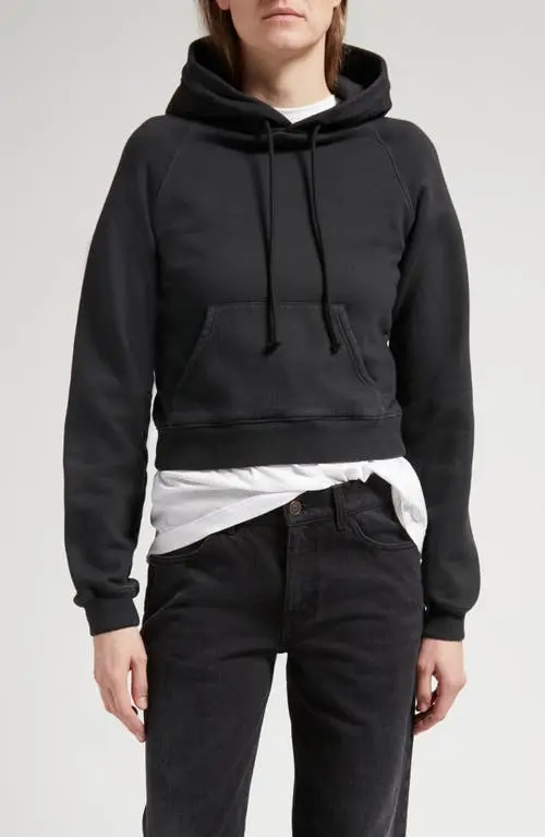 The Row Timmi Crop Cotton Blend Hoodie In Stone Black 50% Off