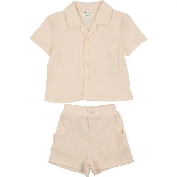 MANIÈRE Gauze Camp Shirt & Shorts Set - Cream