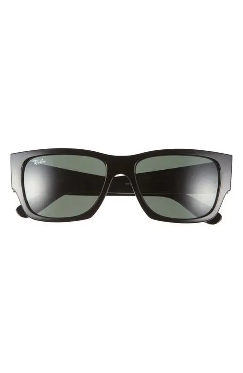 Ray-ban 56mm Polarized Rectangular Sunglasses - Black