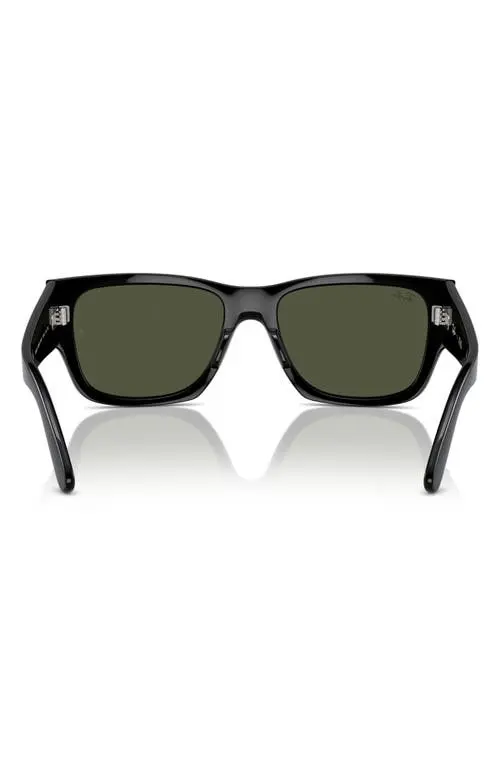 Ray-ban 56mm Polarized Rectangular Sunglasses - Black