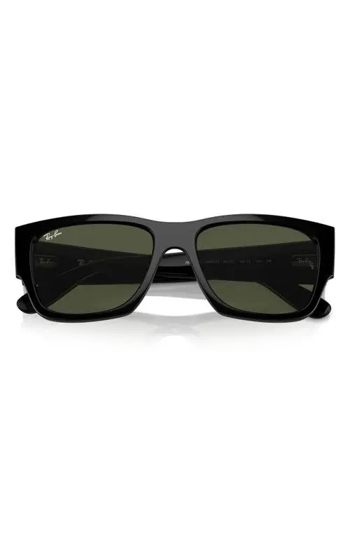 Ray-ban 56mm Polarized Rectangular Sunglasses - Black