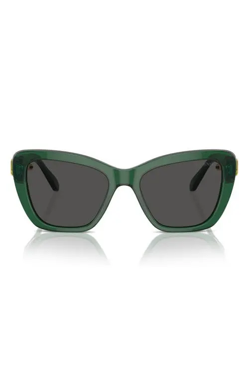 SWAROVSKI 52mm Cat Eye Sunglasses - Dark Green/dark Grey