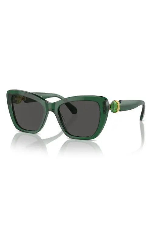 SWAROVSKI 52mm Cat Eye Sunglasses - Dark Green/dark Grey