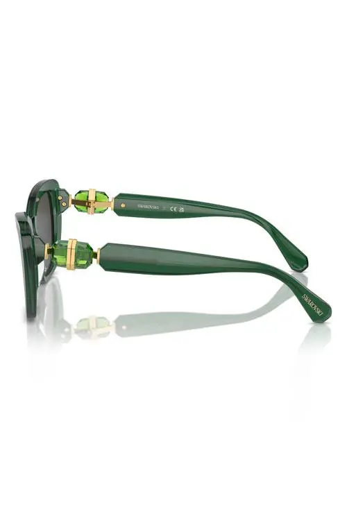SWAROVSKI 52mm Cat Eye Sunglasses - Dark Green/dark Grey