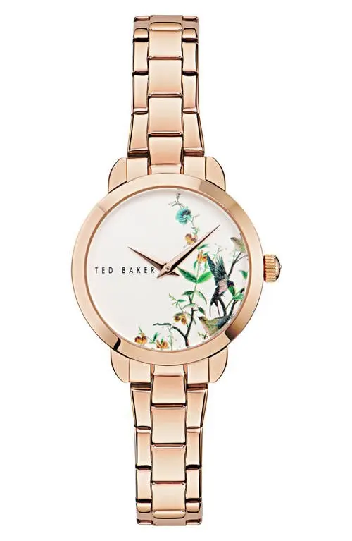 Ted Baker London Floral Dial Watch - Rose Goldone