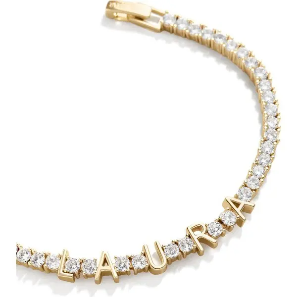 Baublebar Personalized Cubic Zirconia Tennis Bracelet - Clear/yellow Gold