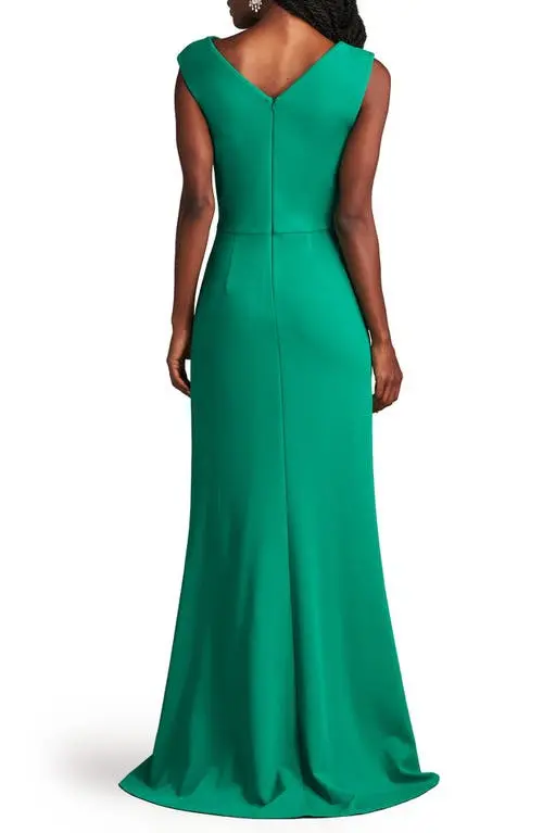 Tadashi Shoji Asymmetric Neck Fit & Flare Gown - Aloe Green | Editorialist