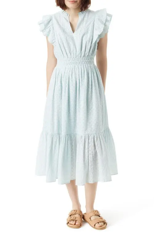 Sam Edelman Kenna Eyelet Ruffle Midi Dress In Pastel Blue 70