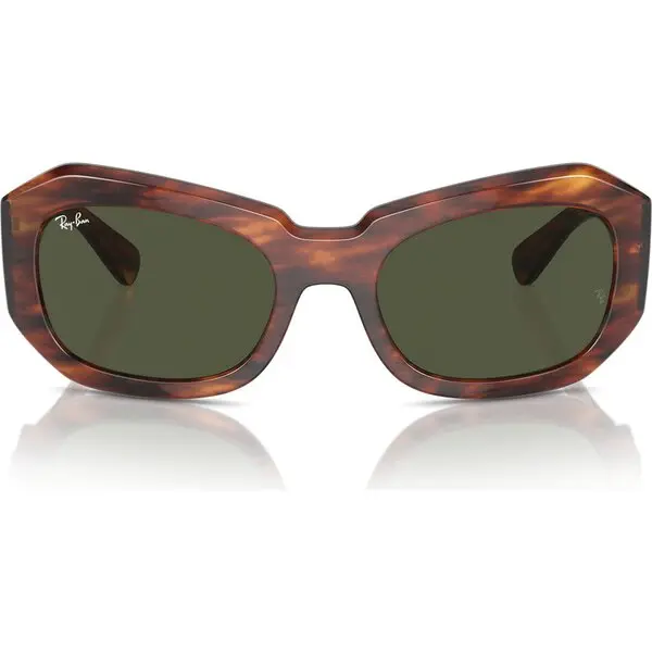 Ray-ban 56mm Wrap Sunglasses - Striped Havana