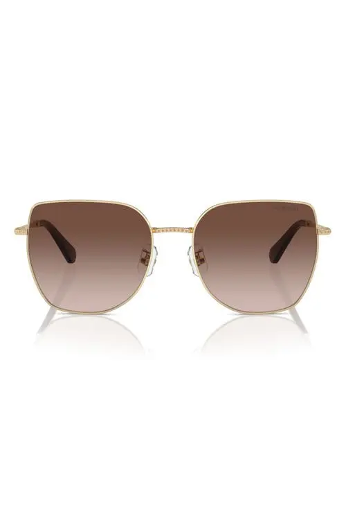 SWAROVSKI 59mm Square Frame Sunglasses - Pale Gold