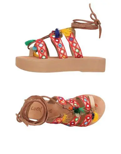 CORAL BLUE Thong Flatform Sandals - Red