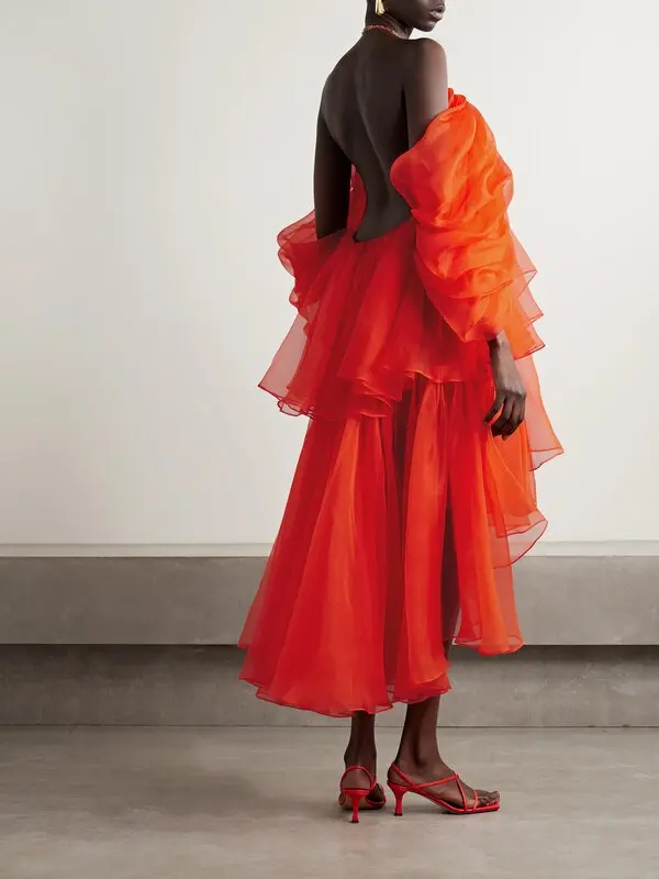 Zimmermann Natura Tiered Silk-Organza Mini Dress In Red - 50% Off |  Editorialist