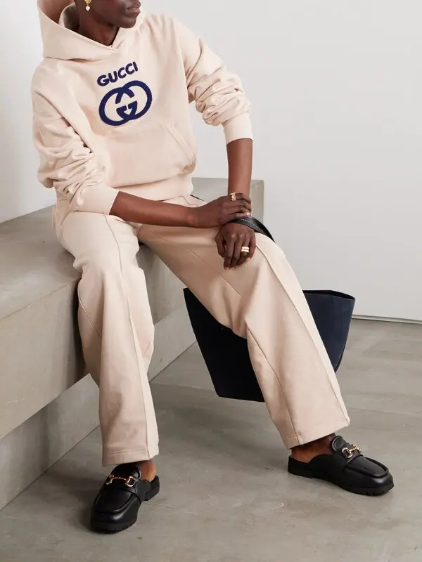 Gucci AppliquD Cotton-Jersey Hoodie - Pink | Editorialist