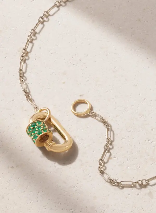 MARLA AARON 14-karat And Emerald Baby Lock Necklace
