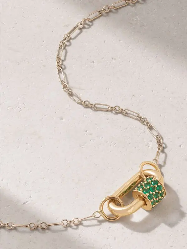 MARLA AARON 14-karat And Emerald Baby Lock Necklace
