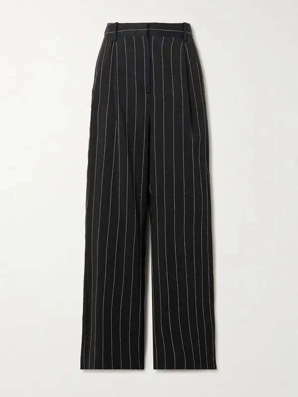 Loulou De Saison Enyo Pinstriped Wide-leg Pants