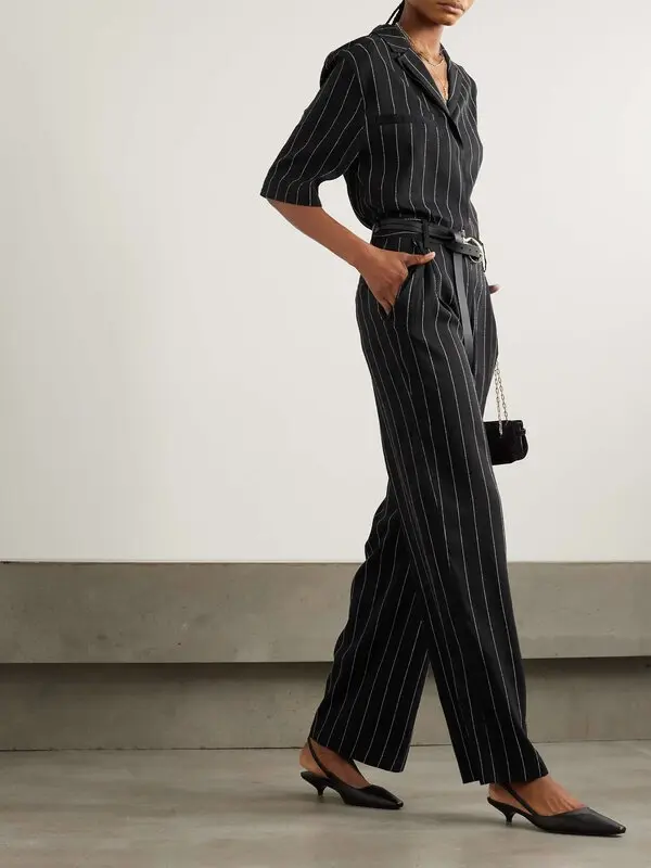 Loulou De Saison Enyo Pinstriped Wide-leg Pants