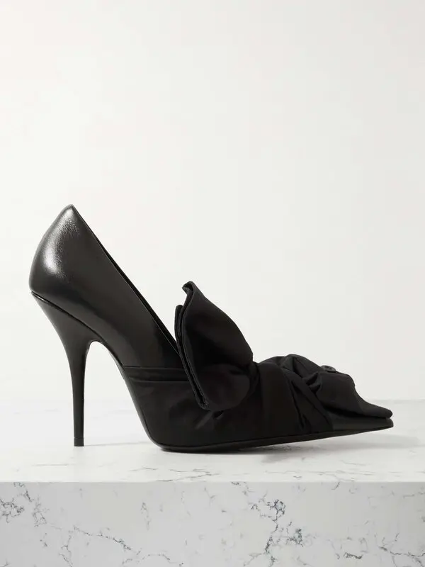 Balenciaga Poplin-trimmed Leather Knife Pumps