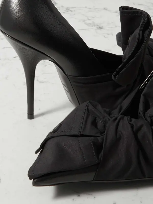 Balenciaga Poplin-trimmed Leather Knife Pumps