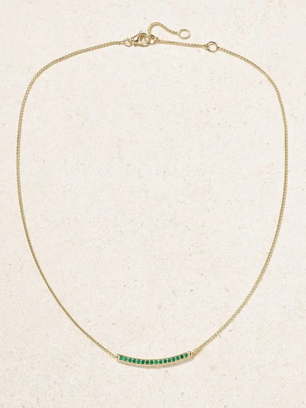 David Yurman Petite Pavé Emerald Pendant Necklace - Gold