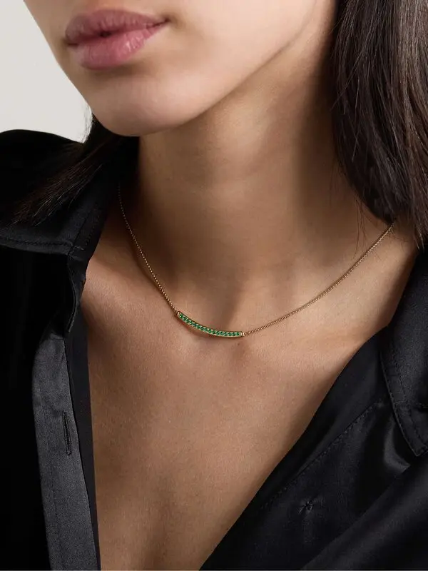 David Yurman Petite Pavé Emerald Pendant Necklace - Gold