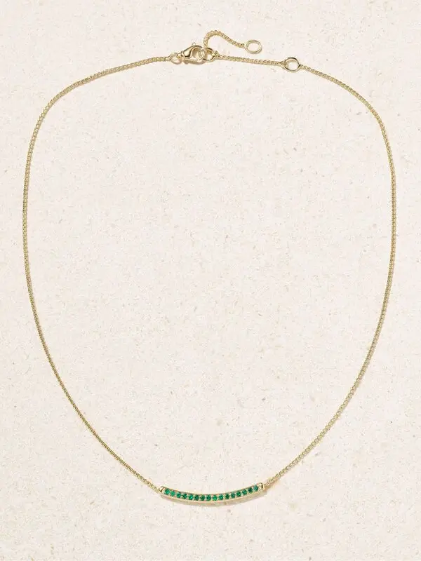 David Yurman Petite Pavé Emerald Pendant Necklace - Gold