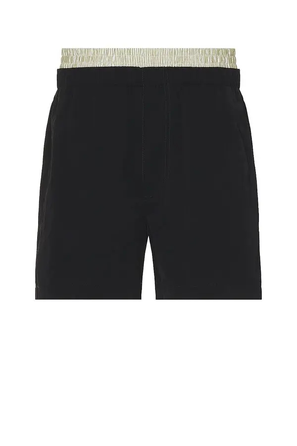 Bottega Veneta Tech Double Layer Swim Short - Black